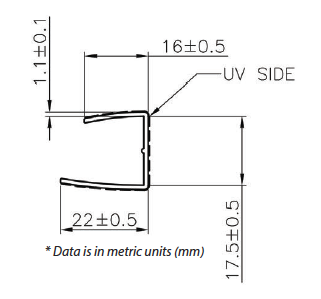 16mm Poly U Profile - Clear - Duralight Plastics